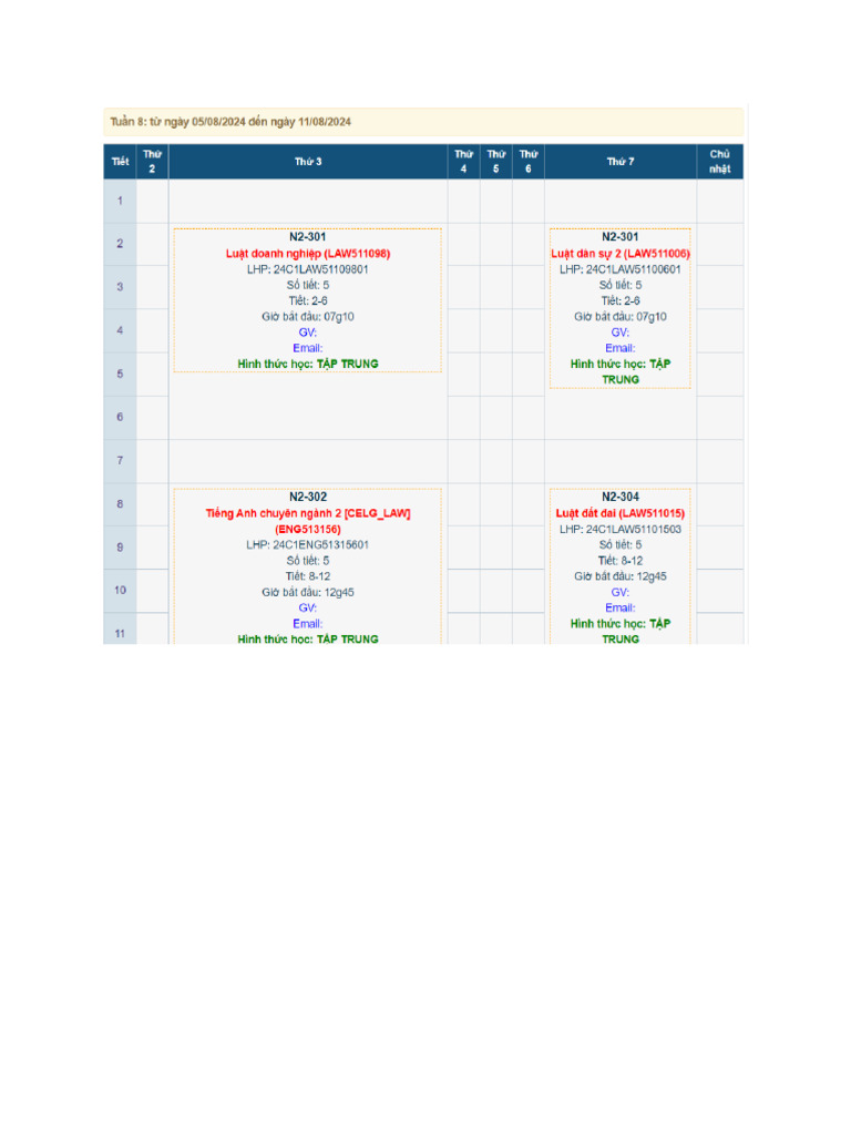 Lịch Học Huhu | PDF