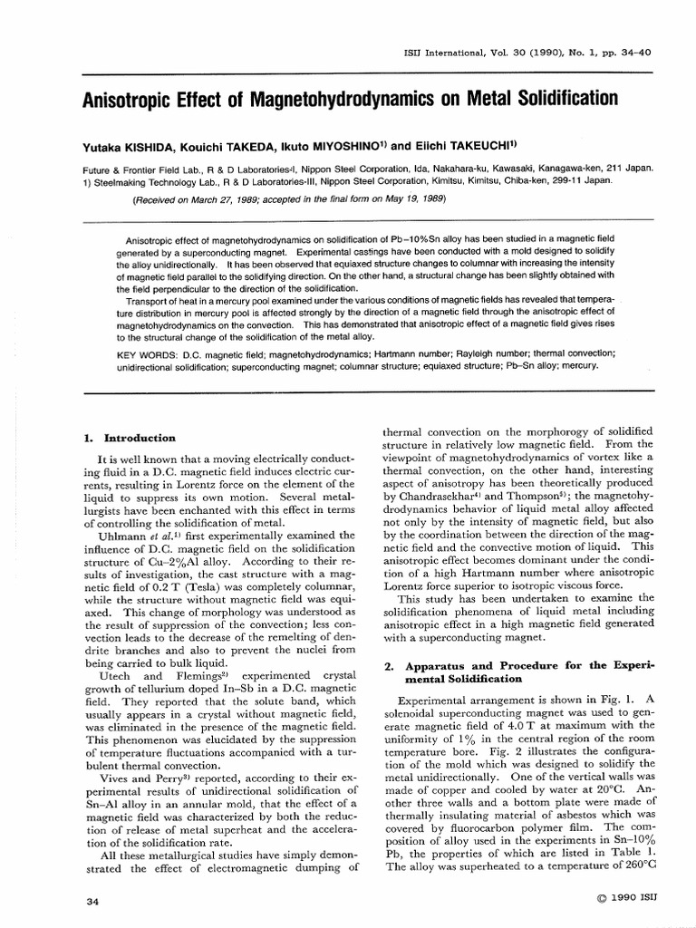 1989 Anisotropic Effect of Magneto | PDF | Ingot | Convection
