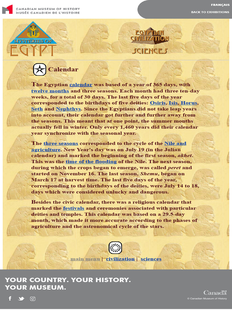 Egyptian Civilization - Sciences - Calendar | PDF
