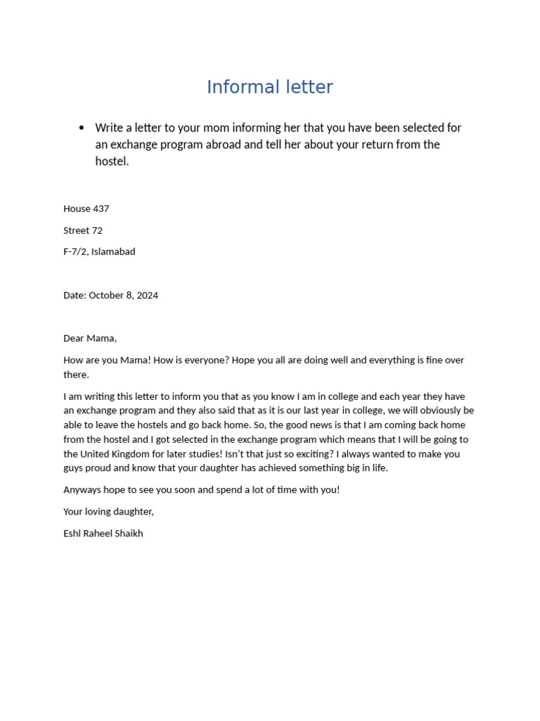 Informal Letter | PDF