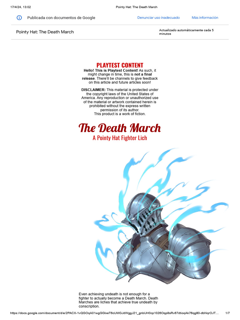 Death March: Lich Fighter Overview | PDF