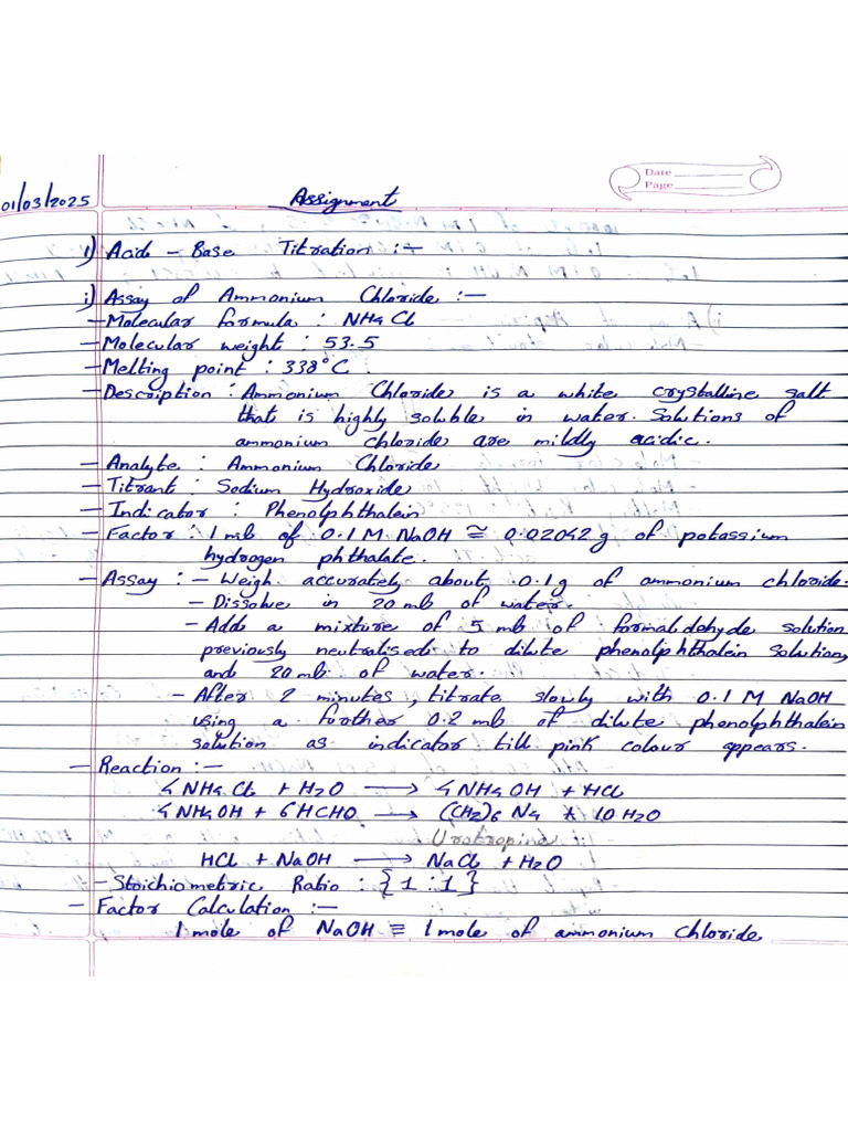 Pharmaceutical Analysis Assignmentl | PDF