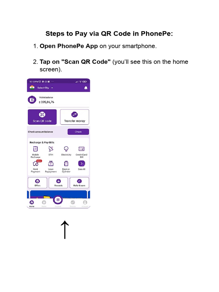 Steps To Pay Via QR Code in PhonePe | PDF
