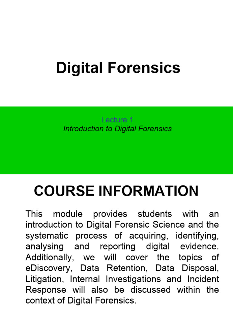 Introduction to Digital Forensics Course | PDF | Digital Forensics ...