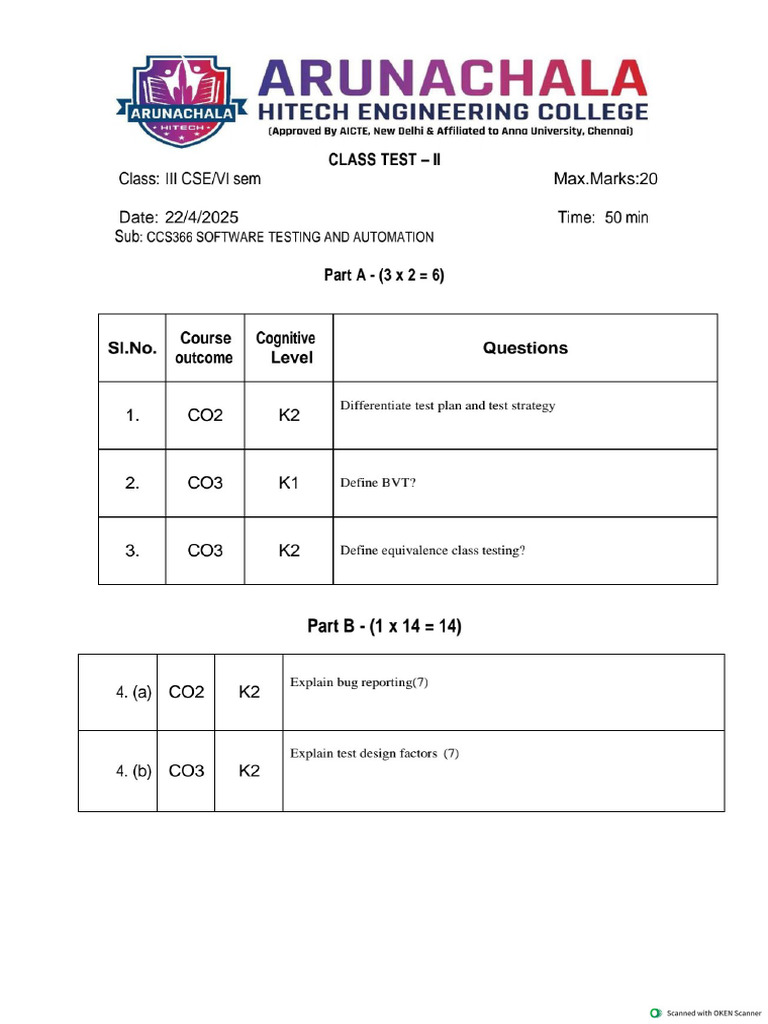 Class Test 2 Sta | PDF