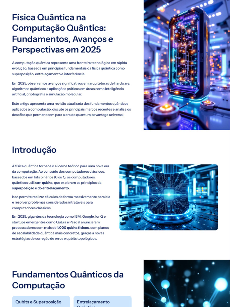 Física Quântica Na Computação Quântica Fundamentos Avanços E