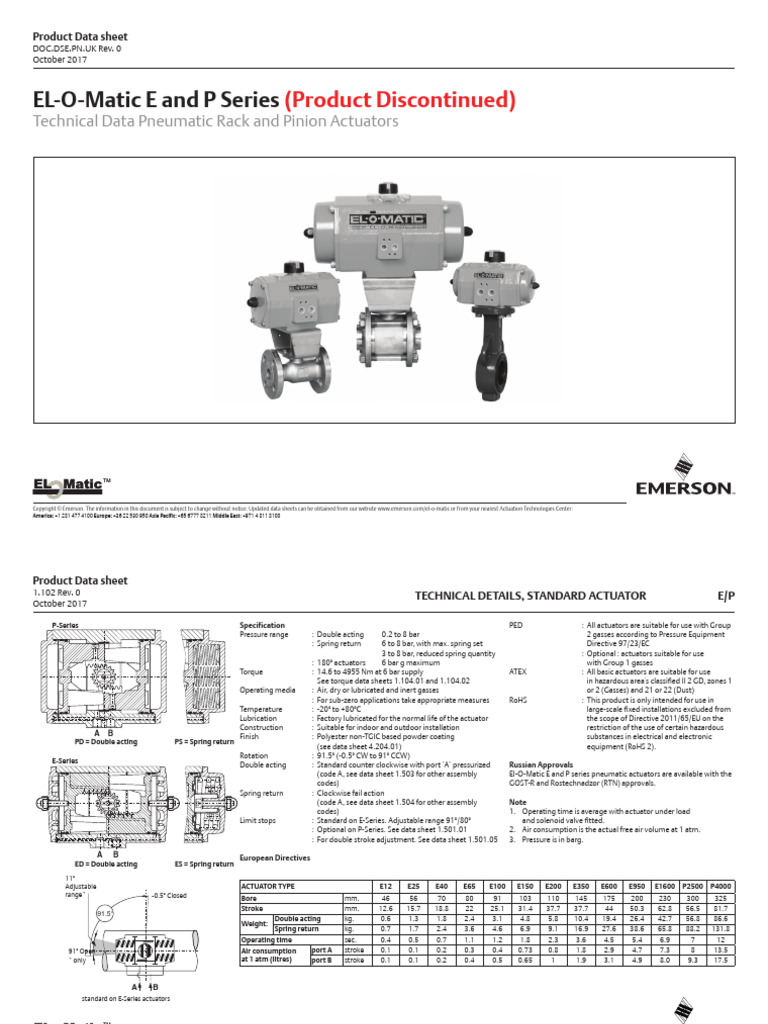 Data Sheet - EL-O-Matic E and P Series Metric (Discontinued) | PDF ...