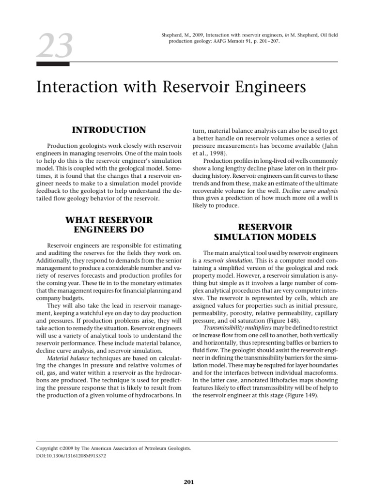 Interaction With Reservoir Engineers 2009 | PDF | Petroleum Reservoir ...