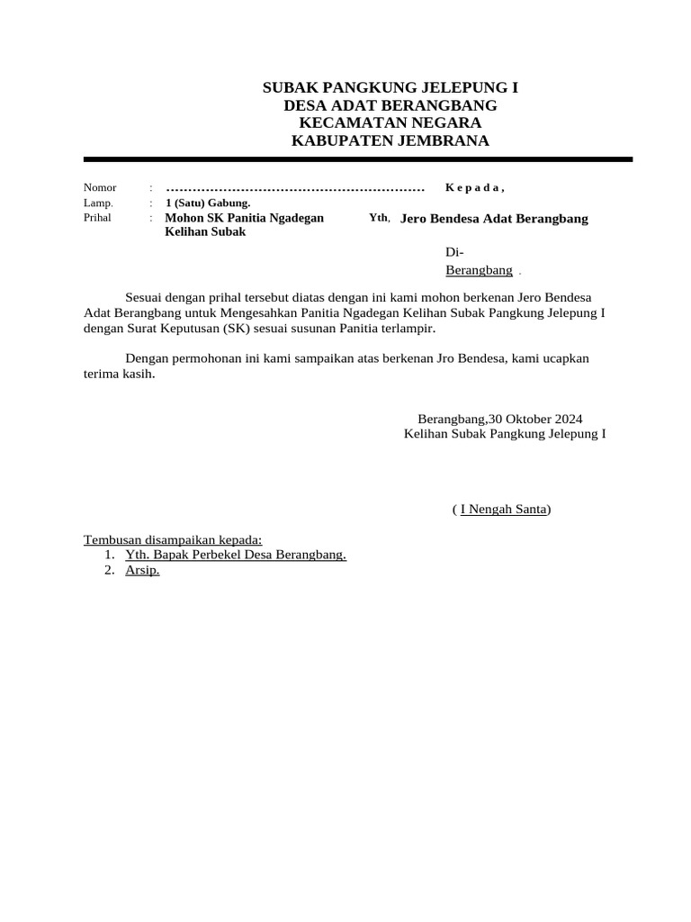 Subak Pangkung Jelepung I | PDF
