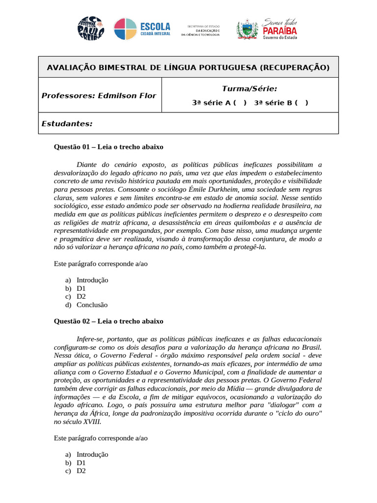 Avb - 3ab - Rec | PDF | África | Brasil
