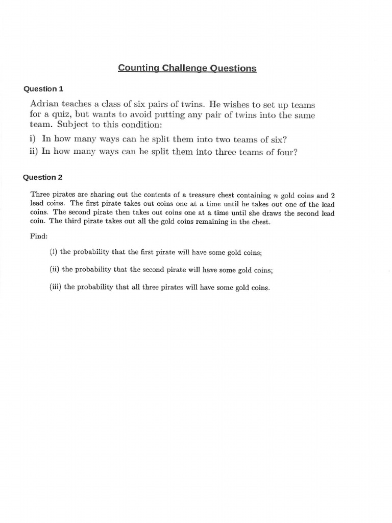 Counting Challenge Questions | PDF