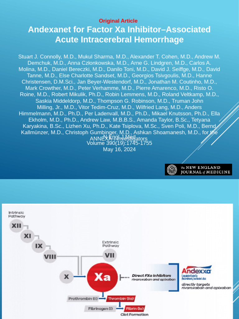 Andexanet For Factor Xa Inhibitor-Associated ICH | PDF | Stroke | Medicine