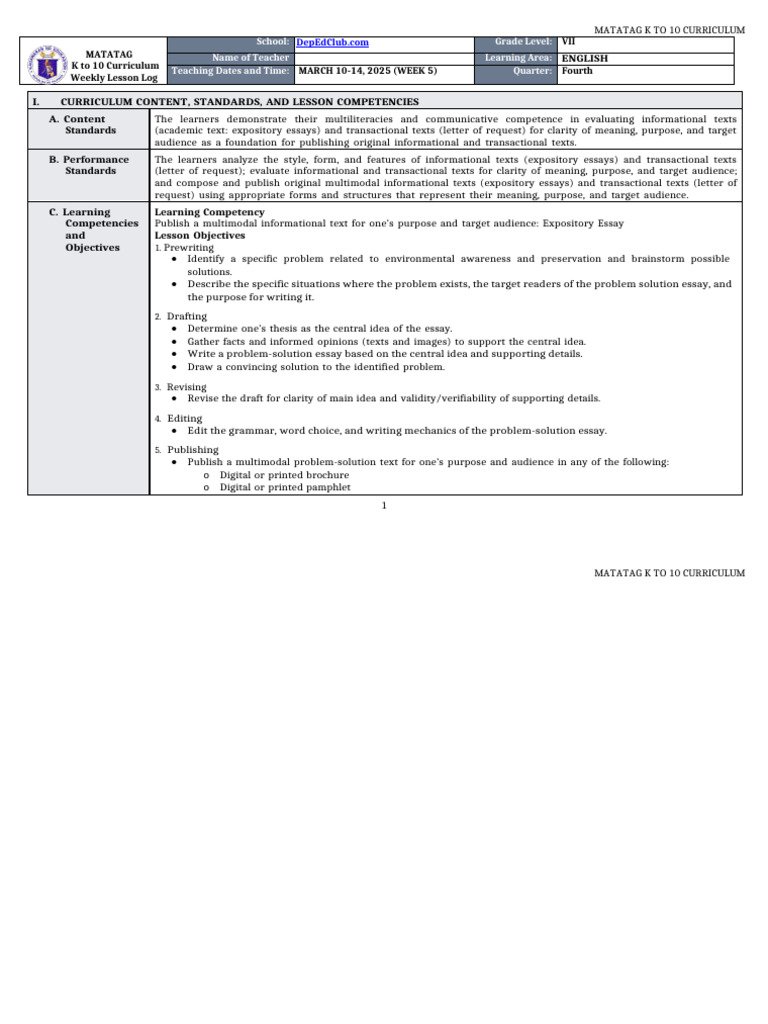 K to 10 English Writing Process Guide | PDF | Essays | Publishing