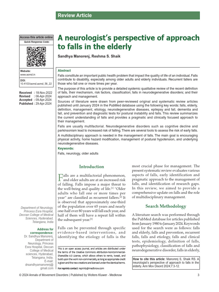 A Neurologist S Perspective of Approach To Falls.2 | PDF | Balance ...