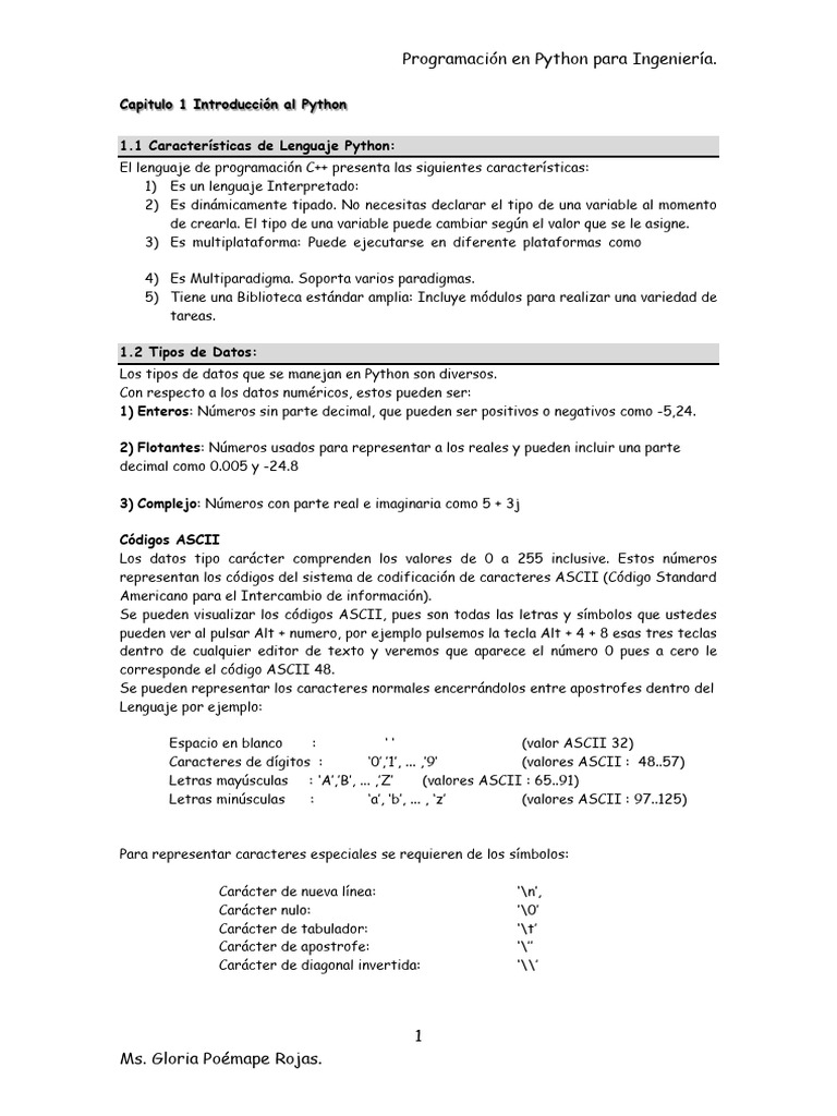 Capitulo 1 Introducción al Python | PDF | Python (lenguaje de programación) | Ascii