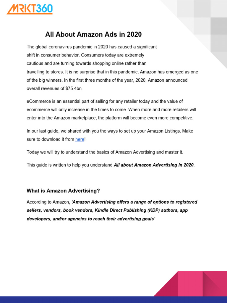 All About Amazon Ads 2020 A Z | PDF | Advertising | Marketing