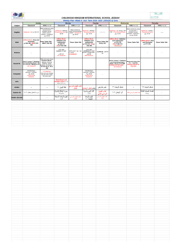 Week 6 - 2024-2025 - GRADE 4 G | PDF | Learning | Linguistics