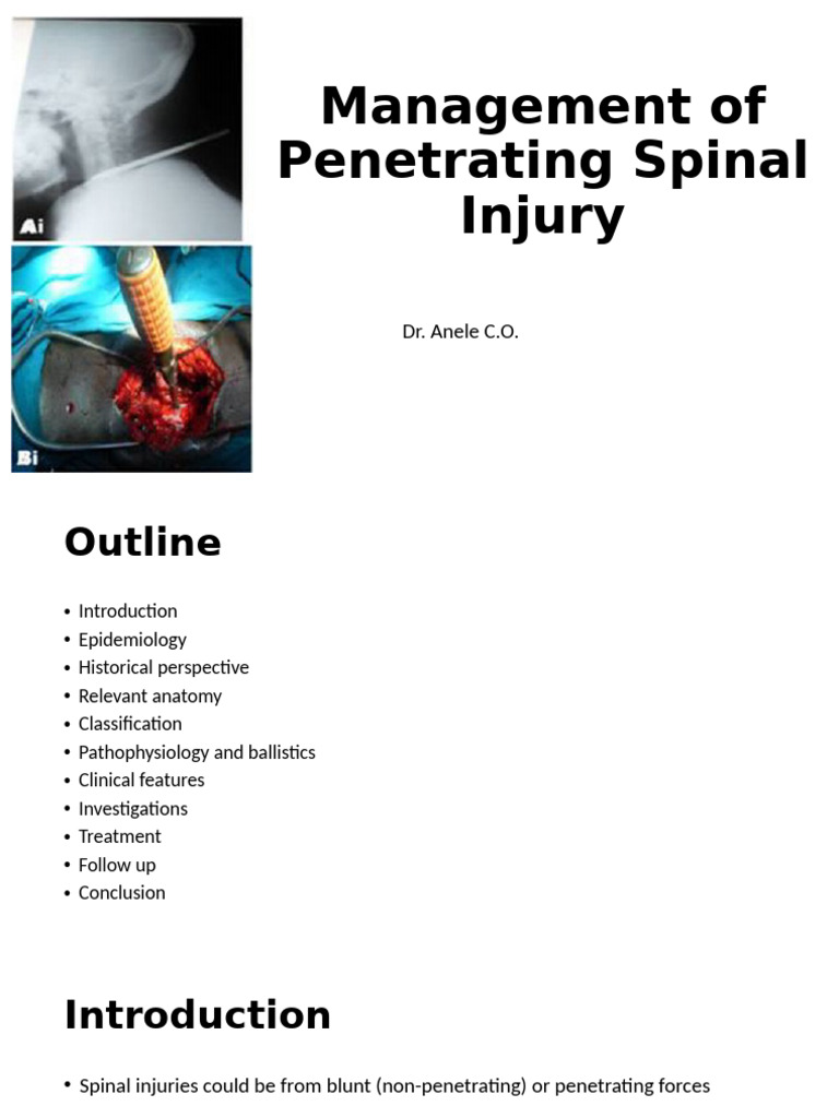Management of Penetrating Spinal Injury | PDF | Spinal Cord Injury ...