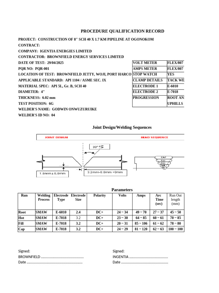 Procedure Qualification Record | PDF | Welding | Construction