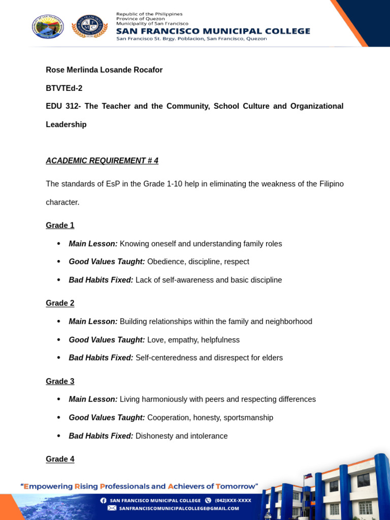 Filipino Character Development Curriculum | PDF | Poverty | Poverty ...