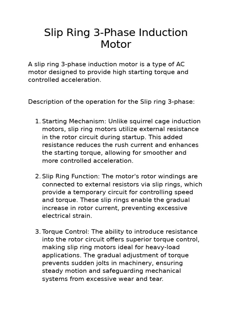 Description of The Operation For The Slip Ring 3-Phase | PDF