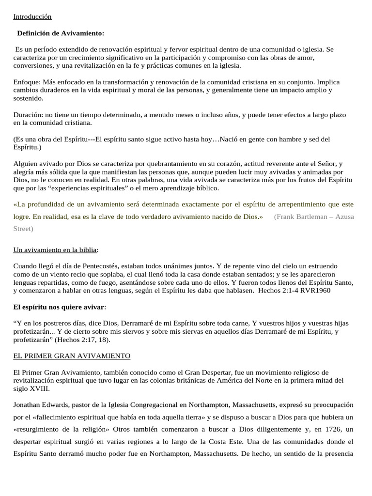Avivamiento: Renovación Espiritual en América | PDF | Renacimiento ...
