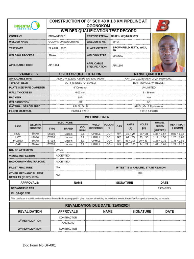 Welders Certificate BF-04 | PDF | Welding | Construction