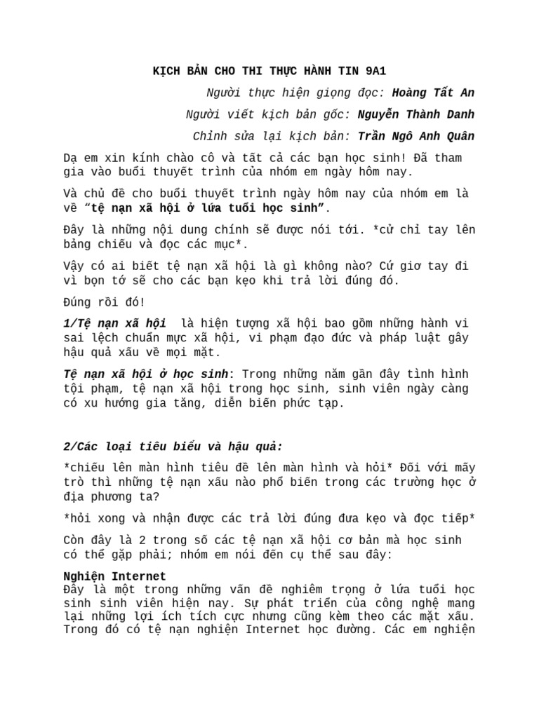 Kịch bản TNXH | PDF