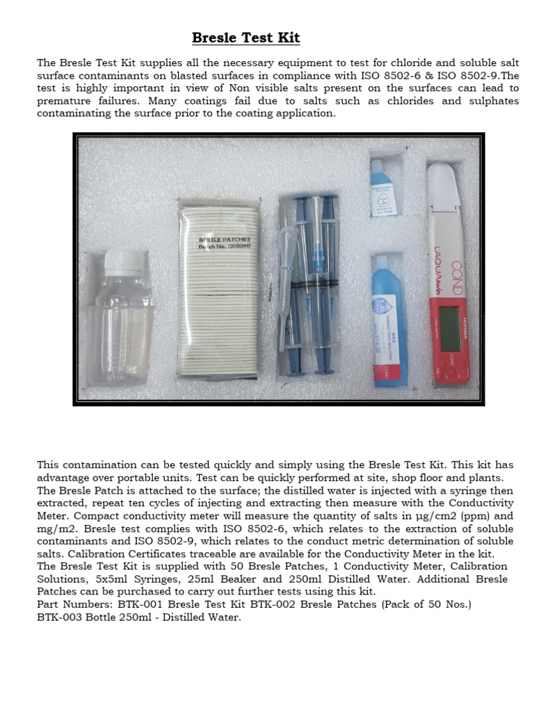 Bresle Test Kit for Salt Contamination | PDF