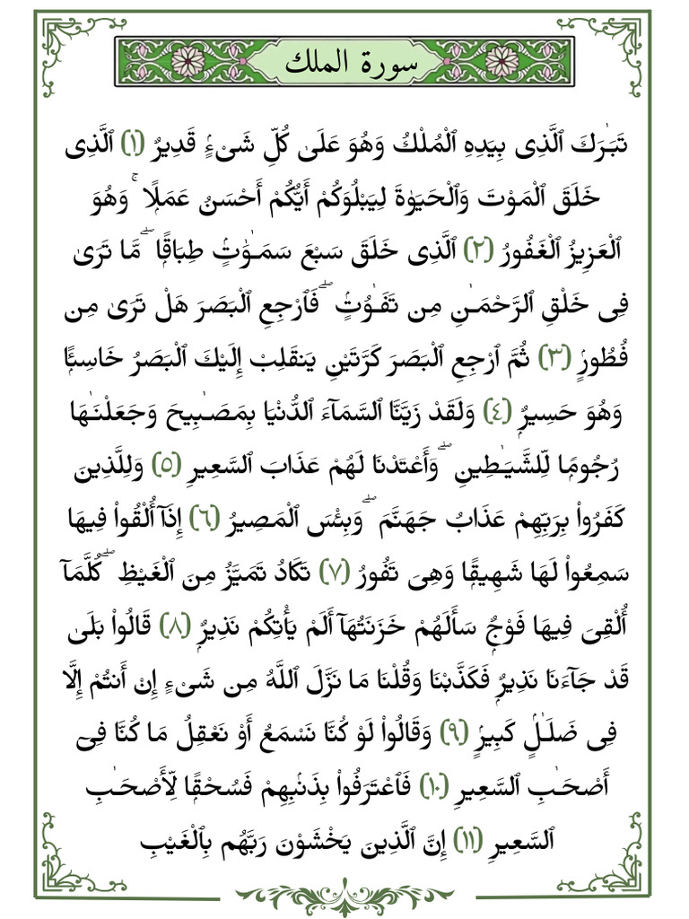 Online Surah Mulk Full PDF | PDF
