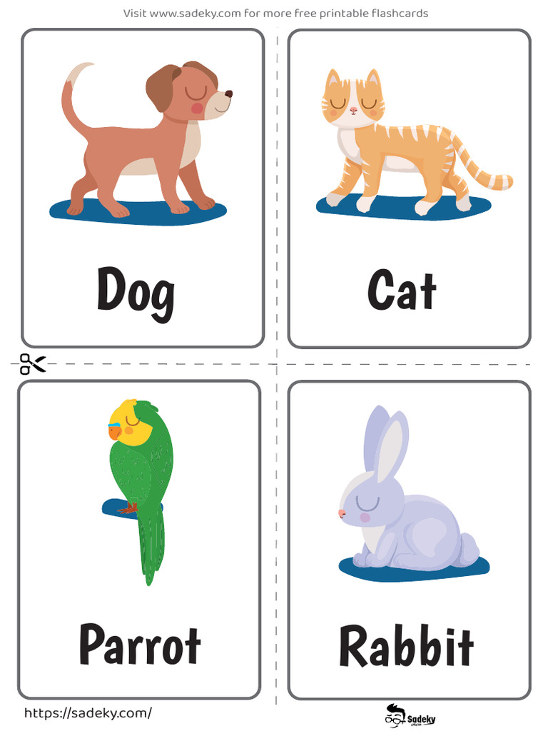 Pet Animals Flashcards Printable Free For Kids | PDF