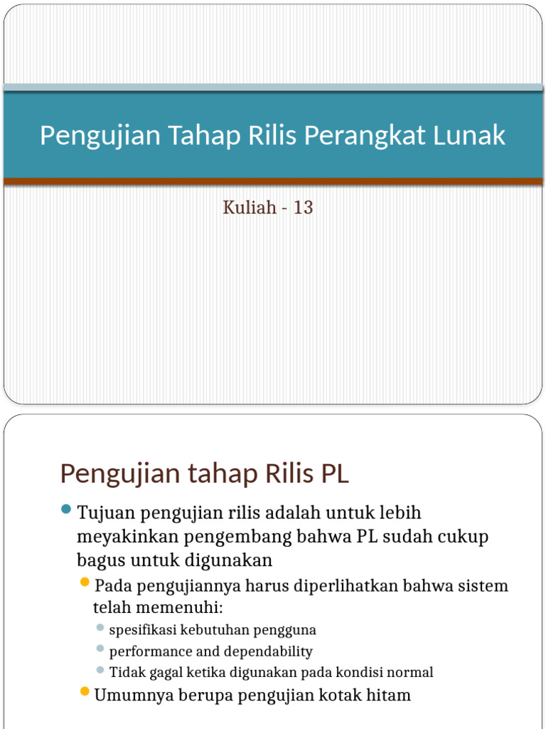 13.Pengujian Tahap Rilis PL | PDF