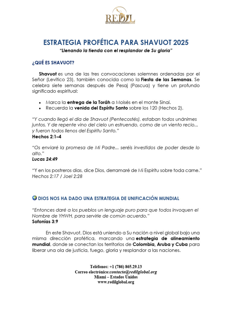 Estrategia y Cronograma Shavuot 2025 | PDF | Pentecostés | Contenido bíblico