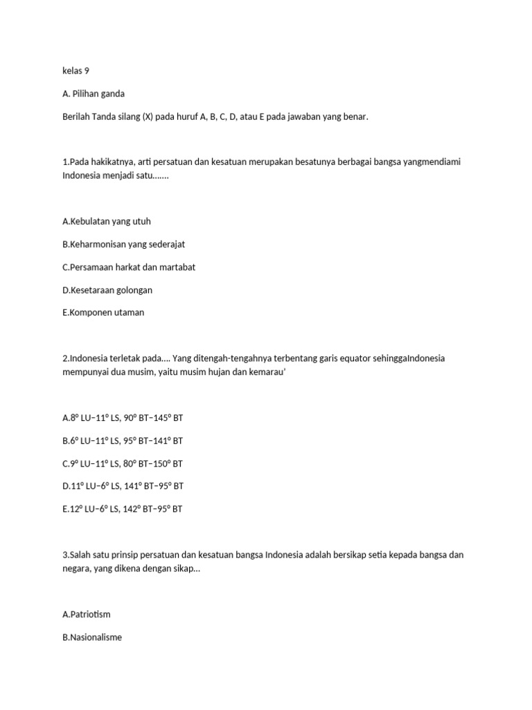 Soal PKN Kelas 9 | PDF