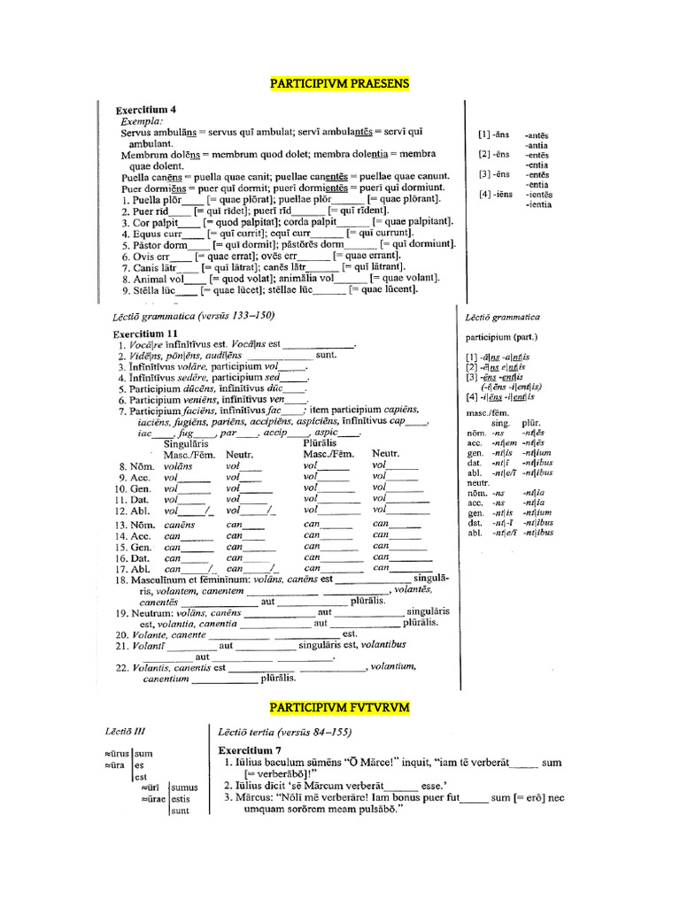 Exercitia. Participivm Gervndivm Et Gervndivvm | PDF