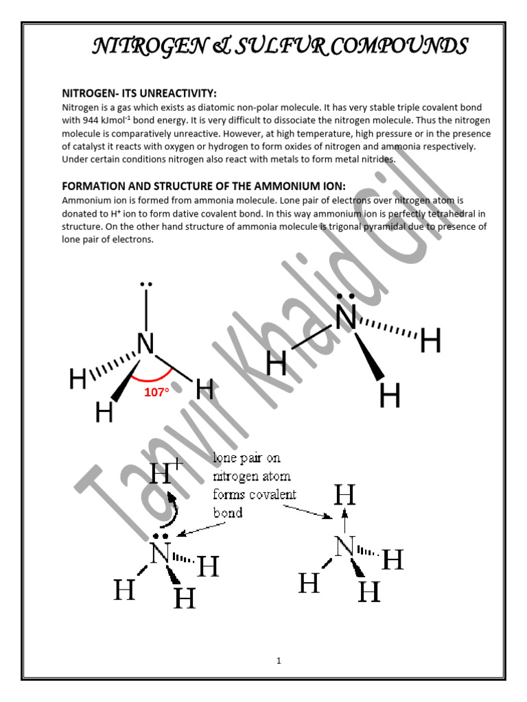 Nitrogen & Sulfur Compounds | PDF | Ammonium | Sulfur Dioxide