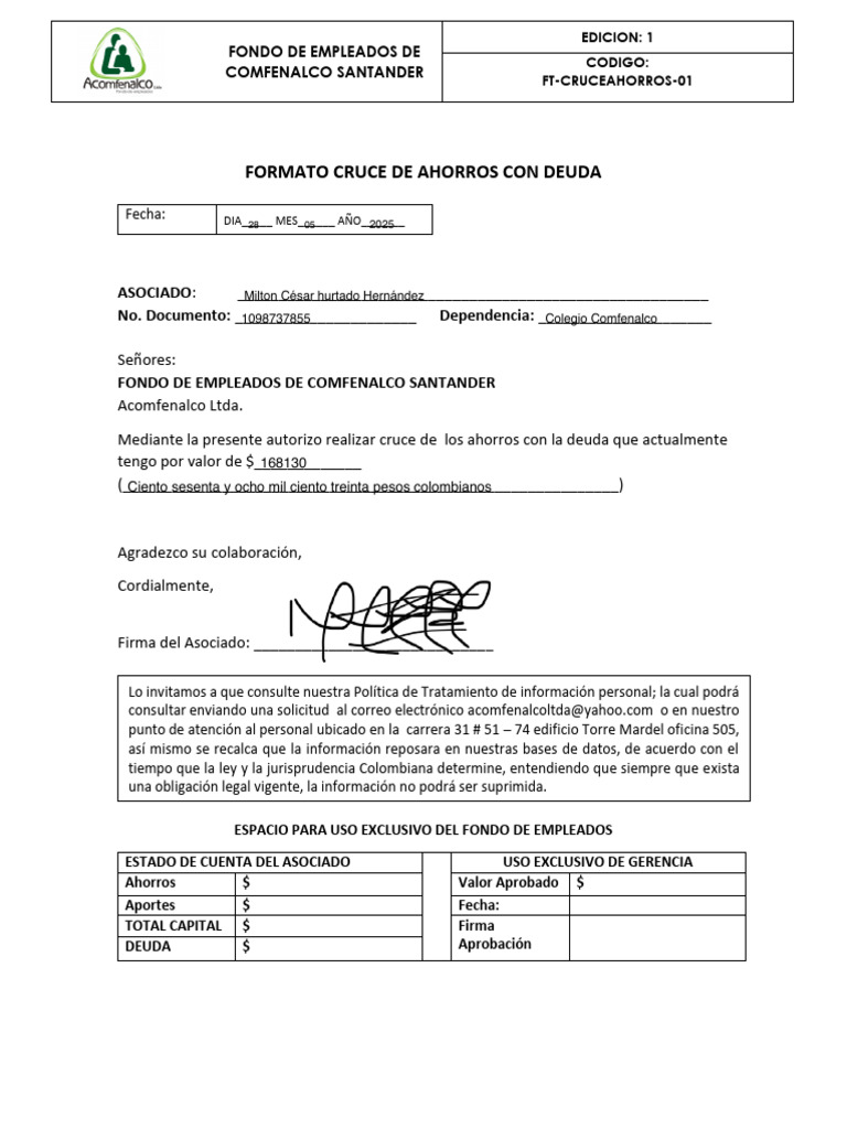 Formato Cruce de Ahorros | PDF