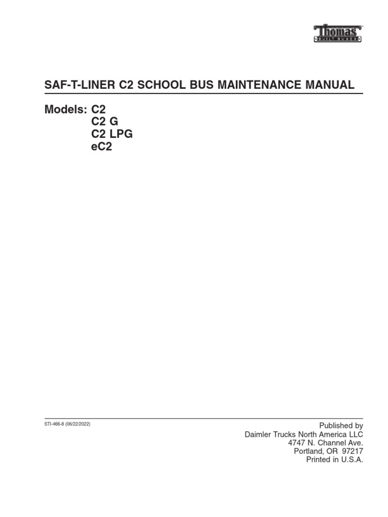 Saf-T-Liner C2 School Bus Shop Manual | PDF | Truck | Brake