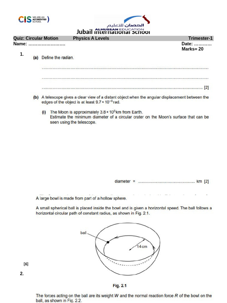 Quiz Circular Motion | PDF
