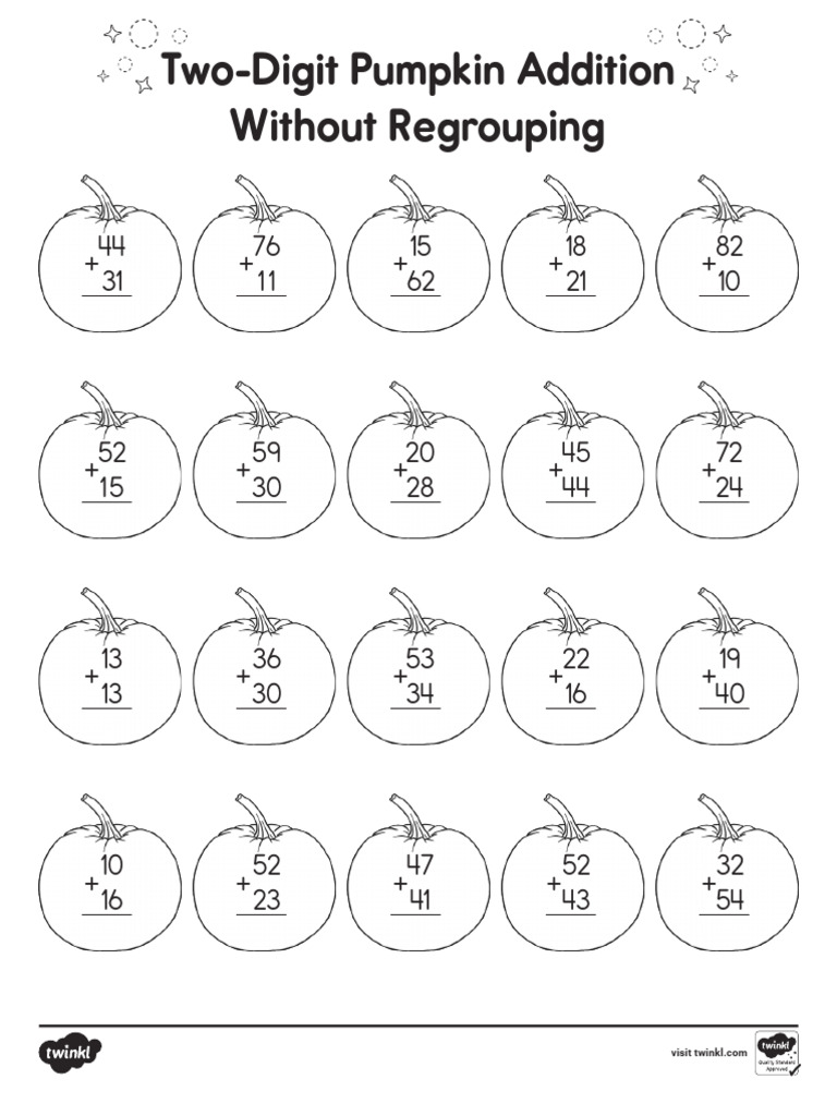 Second Grade Two-Digit Pumpkin Addition No Regrouping Activity | PDF