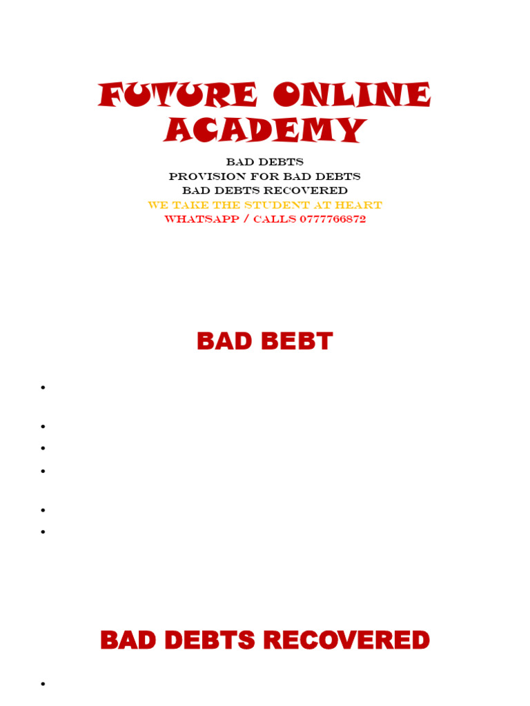 Bad Debts and Provisions | PDF