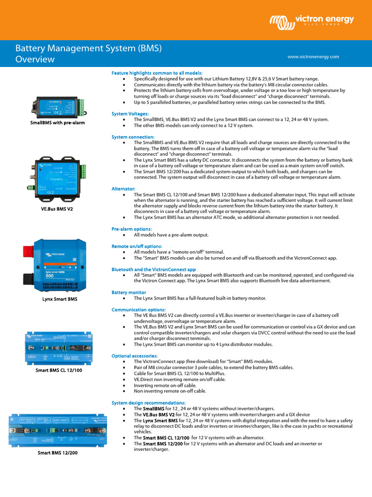 Datasheet BMS Overview EN | PDF | Battery Charger | Power Inverter