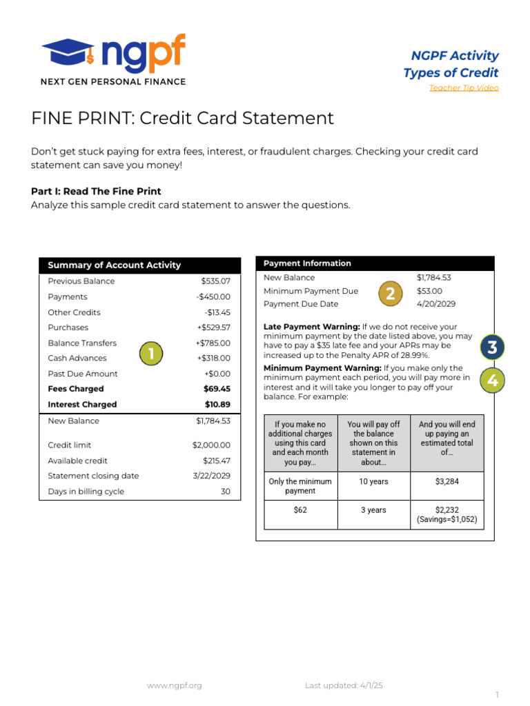 FINE PRINT - Credit Card Statement | PDF | Credit Card | Annual ...