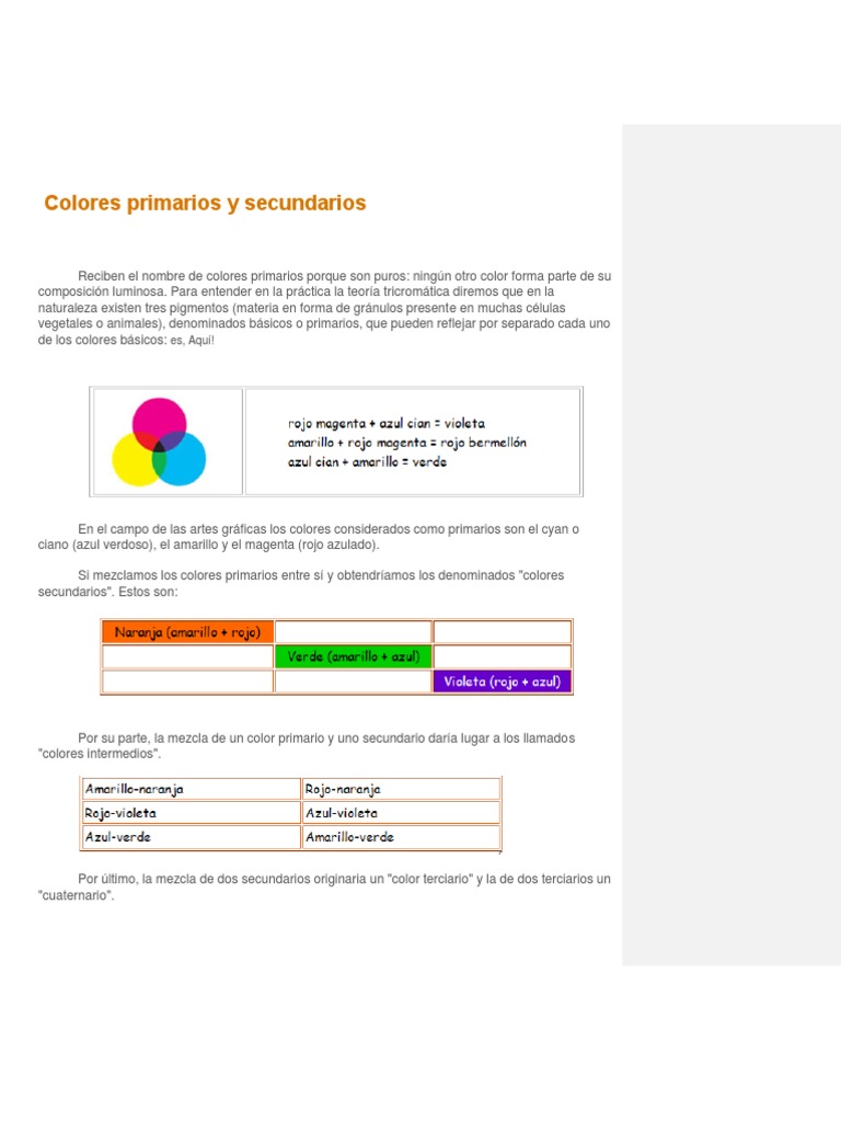 Colores Primarios y Secundarios | PDF | Color | Amarillo