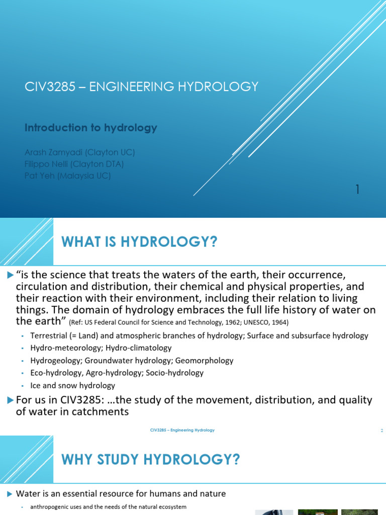 CIV3285 - W1 - Global Water Cycle V1-1-Introduction - To - Hydrology ...