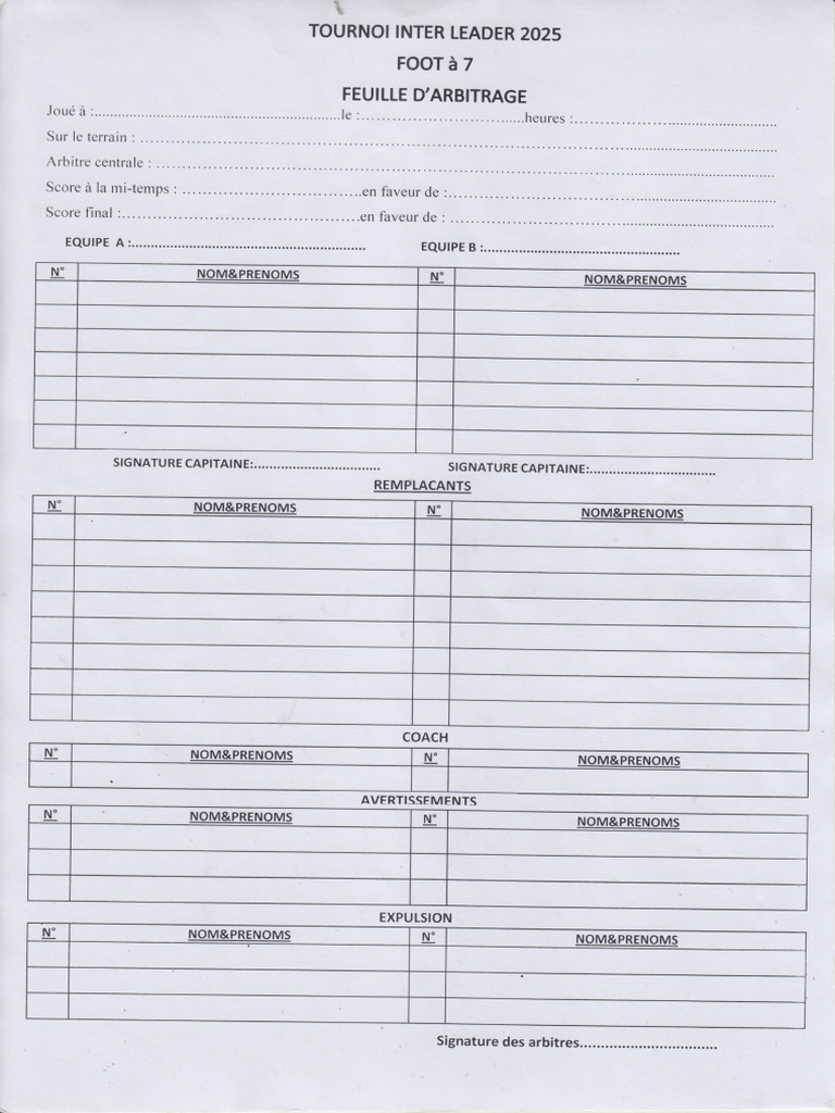 Feuille de Match | PDF