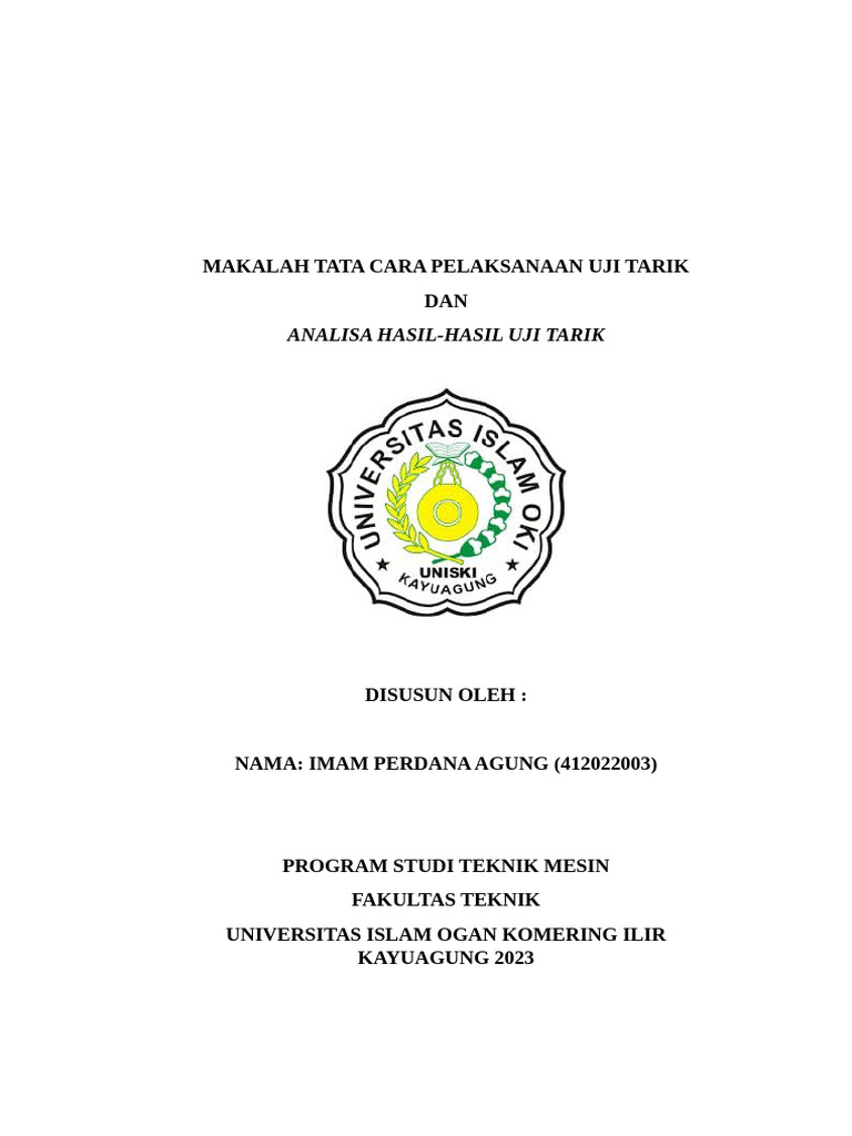 Makalah Tata Cara Pelaksanaan Uji Tarik | PDF
