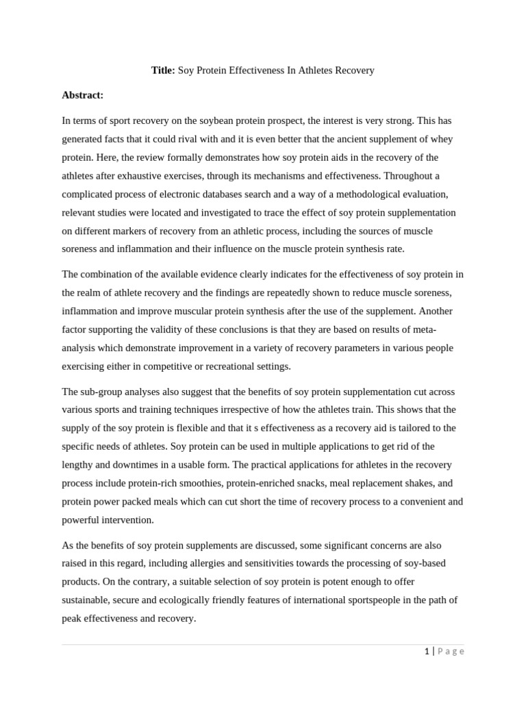 Soy Protein for Athlete Recovery Benefits | PDF | Soybean | Skeletal Muscle