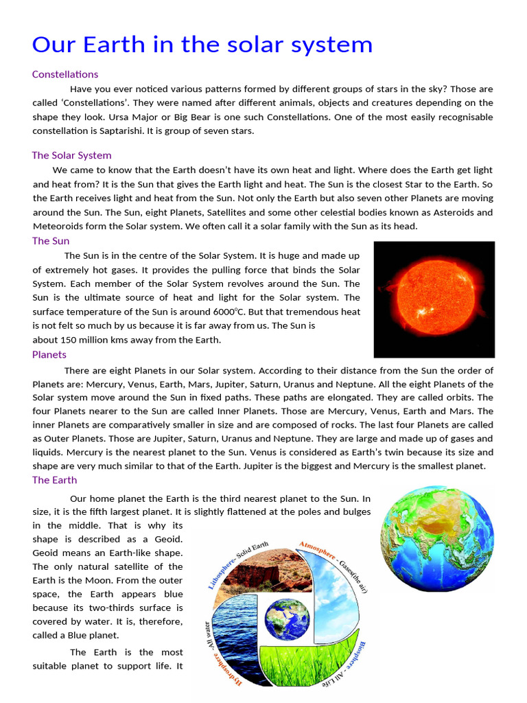Earth and Its Solar System Overview | PDF | Solar System | Planets
