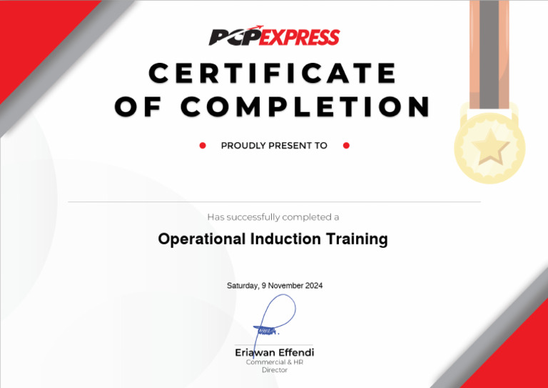 Induction Training Certificate | PDF